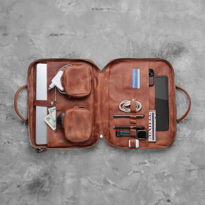 Organizer Laptop Bag - Tobacco